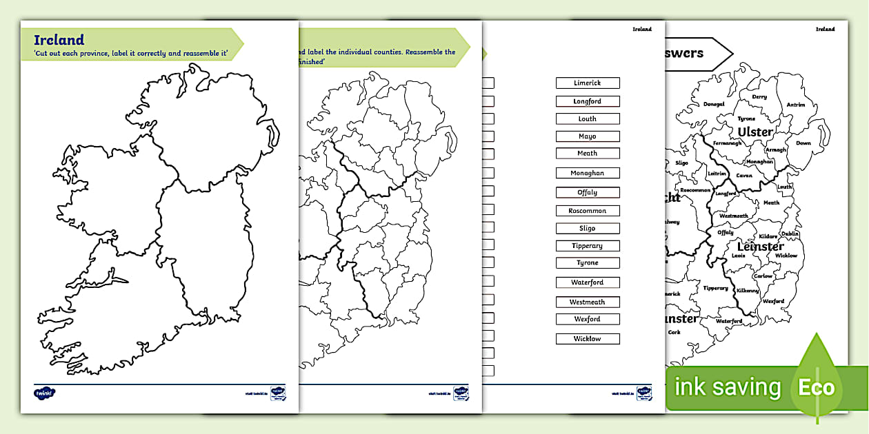Build Ireland (Counties Jigsaw Puzzle Worksheet) - Twinkl