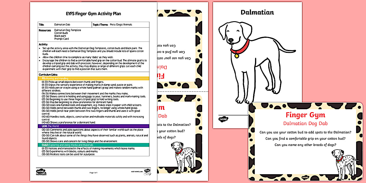 EYFS Dalmatian Dab Finger Gym Plan and Resource Pack