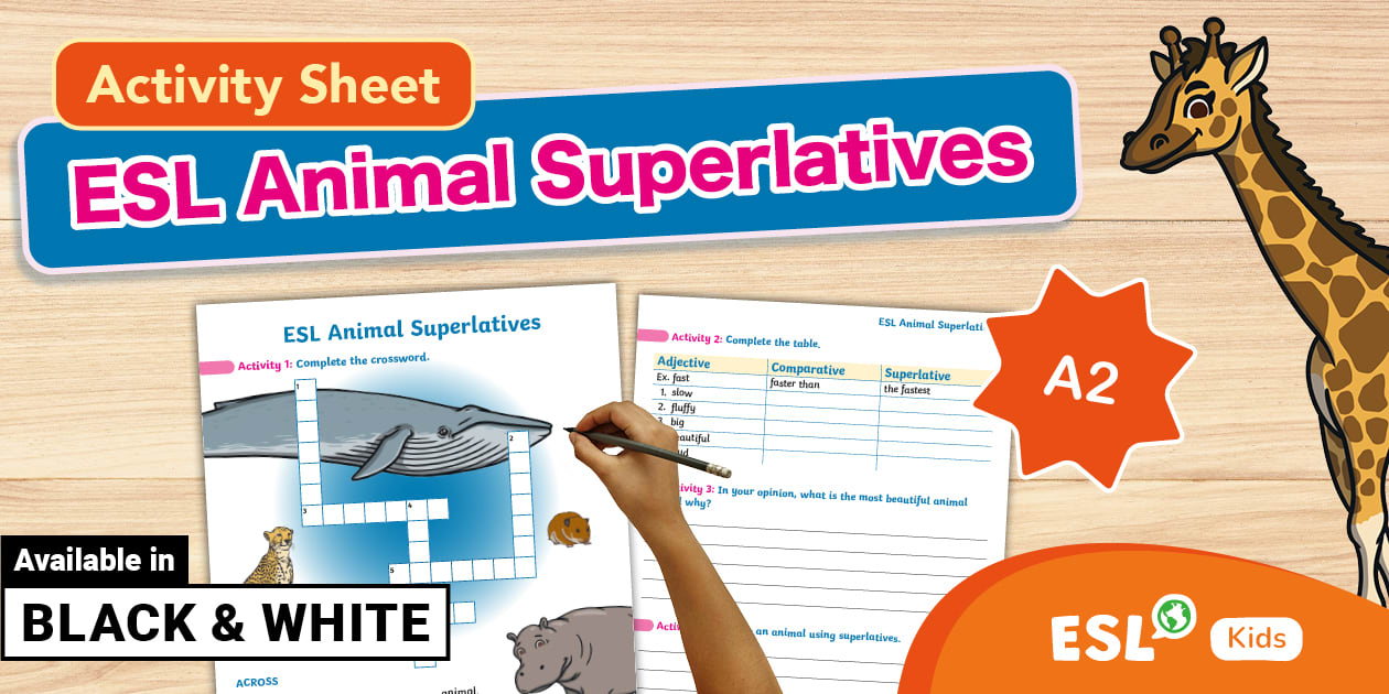 ESL Animal Superlatives Activity Sheet for Kids