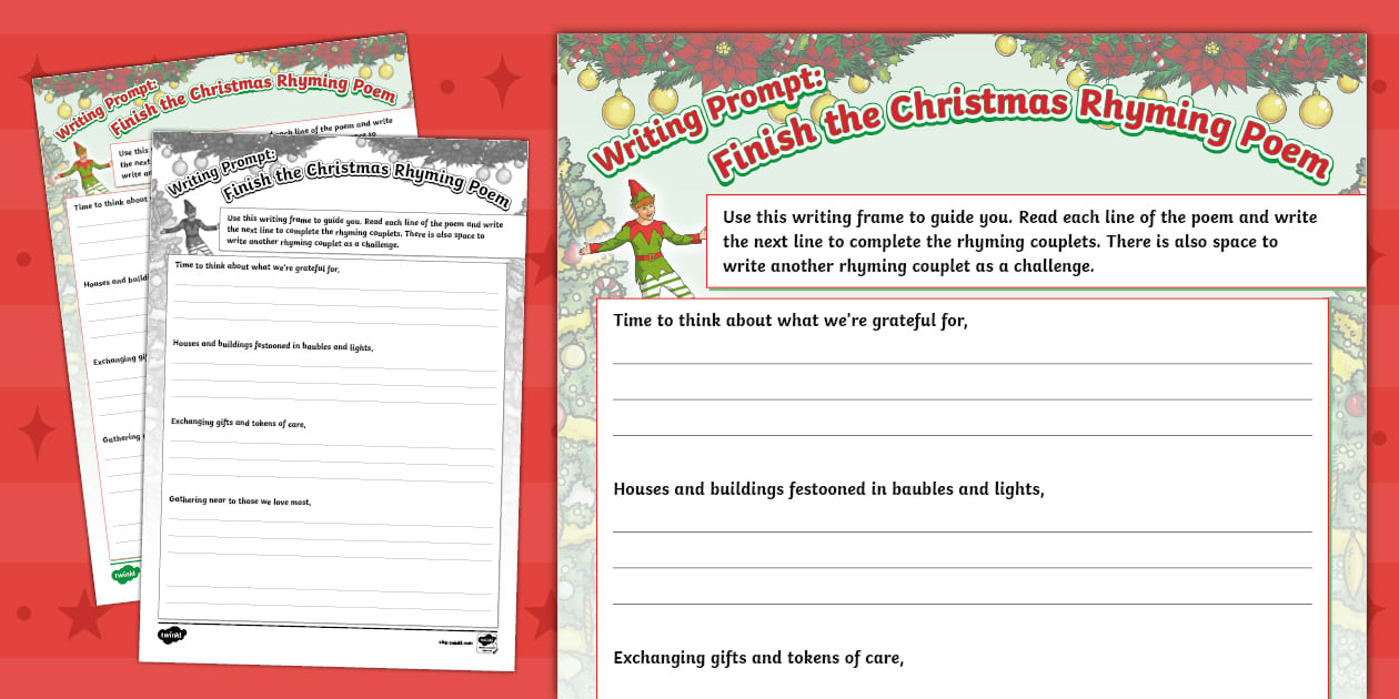 KS2 Writing Prompt: Finish the Christmas Rhyming Poem