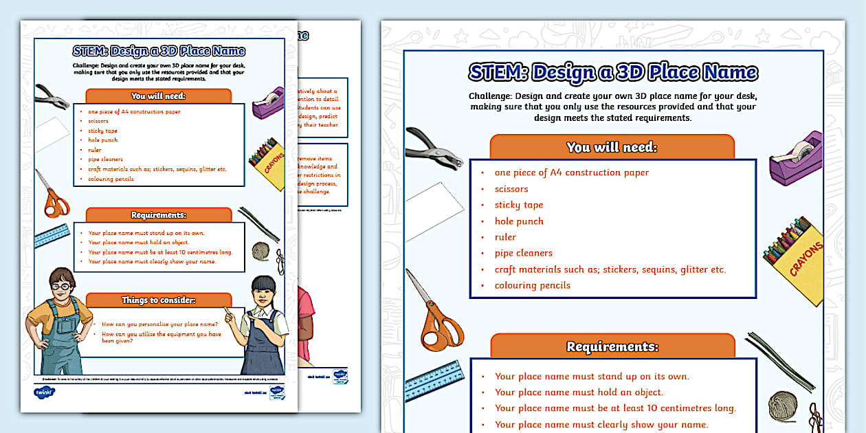 Design a 3D Place Name Label STEM Challenge - Twinkl