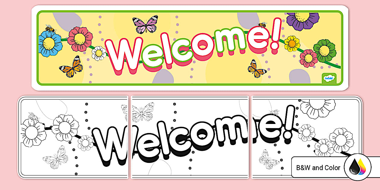 Floral Theme Welcome Banner (professor feito) - Twinkl