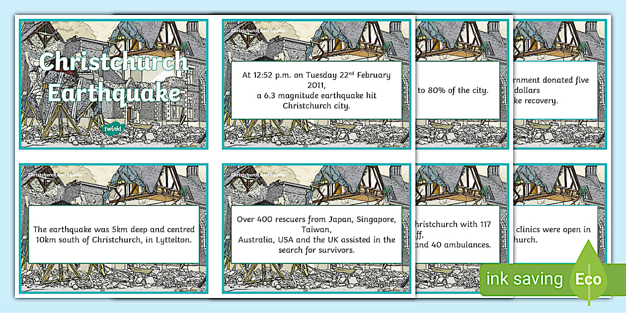 Christchurch Earthquake Fact Cards - Twinkl