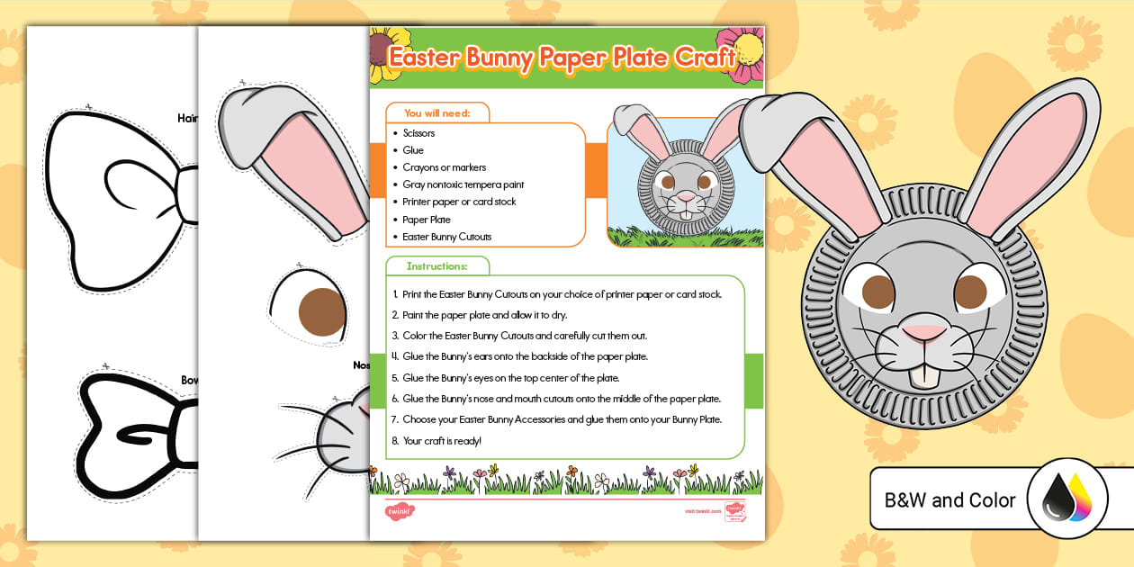 Easter Bunny Paper Plate Craft (teacher made) - Twinkl