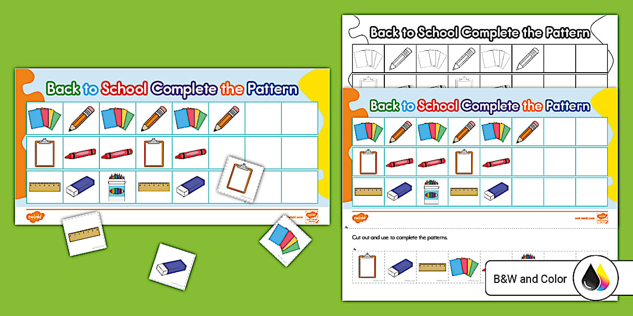 Back to School Finish the Pattern Worksheet | Twinkl USA