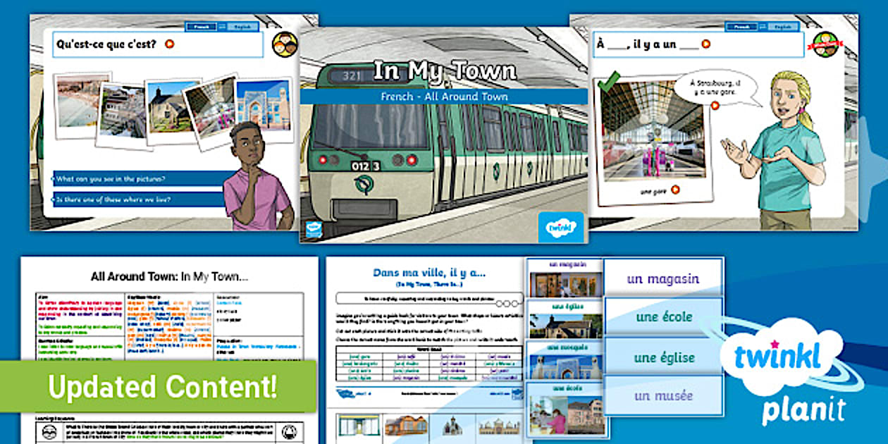 Places in town in French - In My Town Lesson Pack - Twinkl