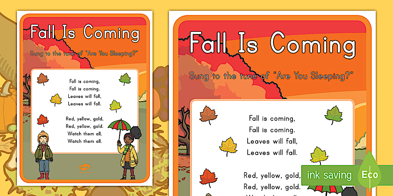 Fall is Coming Song Lyrics (teacher made) - Twinkl