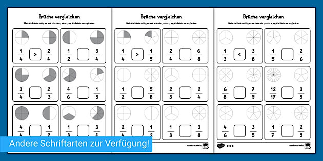 Brüche vergleichen - Arbeitsblatt (teacher made) - Twinkl