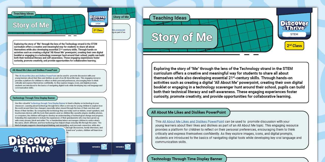 STEM (Technology) Story of Me Teaching Ideas 2nd Class