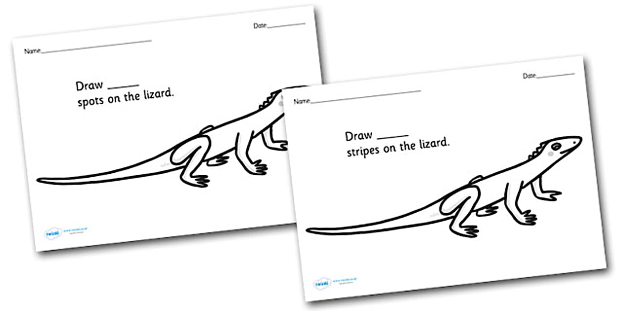 Lizard Spots and Stripes Counting and Colouring Sheets