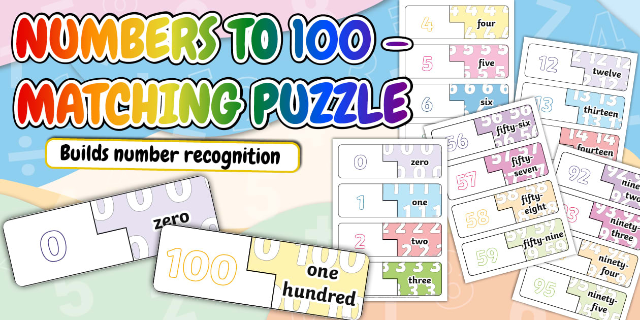 Foundation Phase Maths - Numbers to 100 - Matching Puzzle (CAPS Aligned)