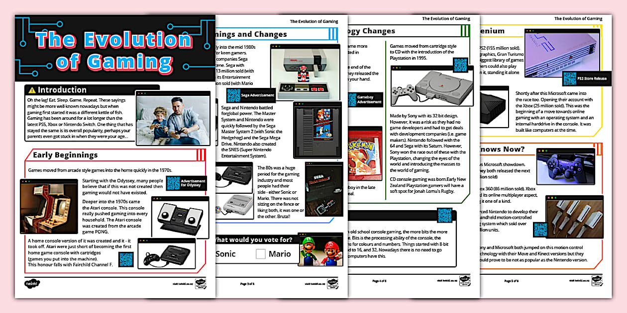 The Evolution of Gaming: Years 7-8 Reading Comprehension