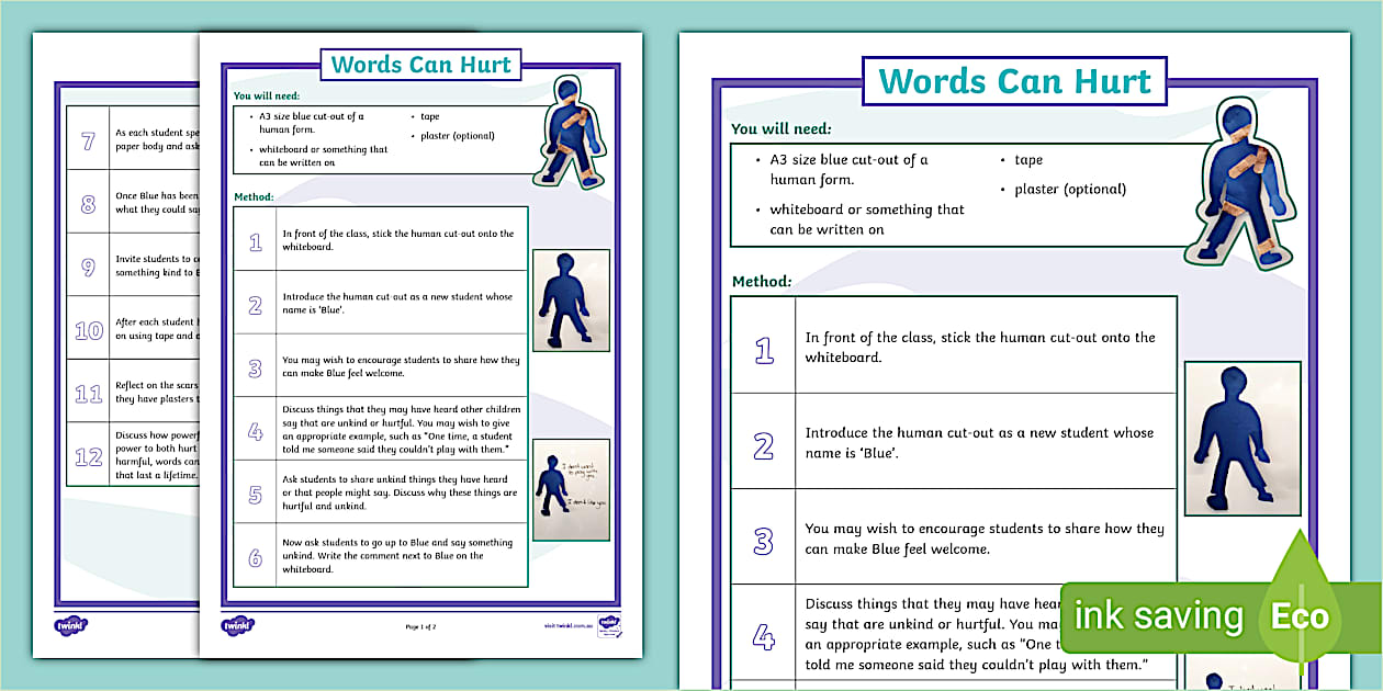 Words Can Hurt Activity (teacher made) - Twinkl