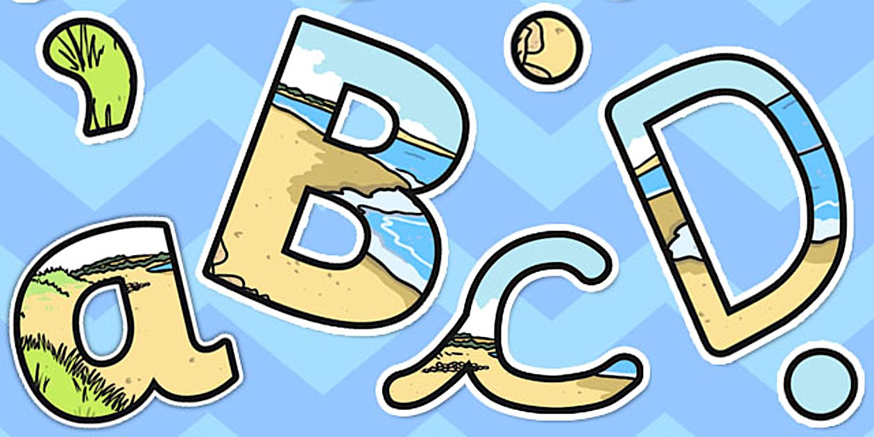Cursive Coast Themed A4 Display Lettering (teacher made)