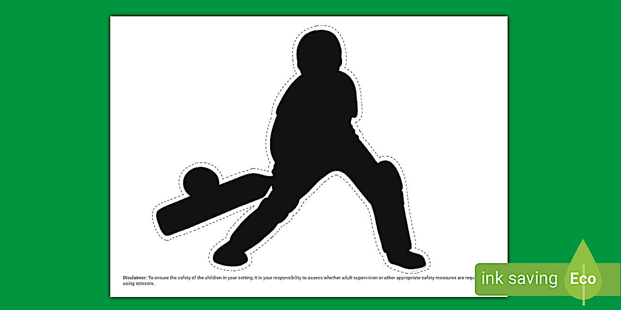 Cricketer Silhouette Cut-Out (teacher made) - Twinkl