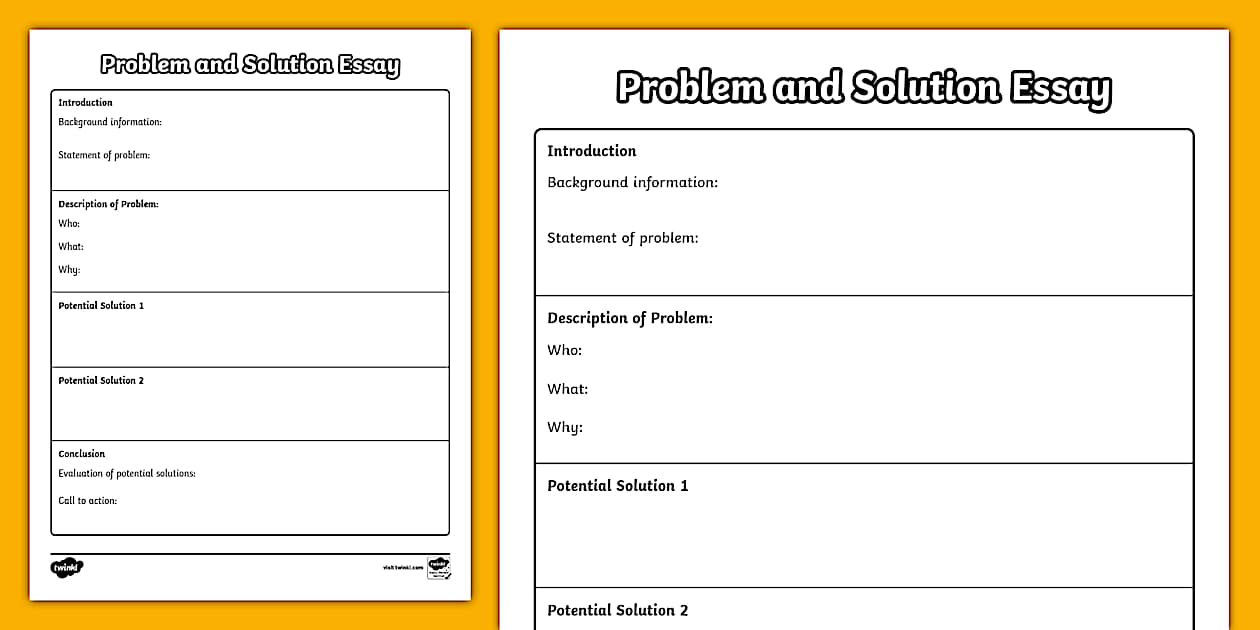 Problem and Solution Essay Outline for 6th-8th Grade