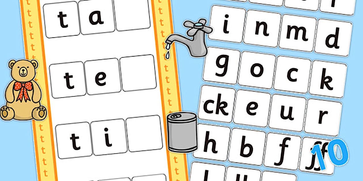 CVC t Word Activity Including Phase 2 Letters and Sounds - phases