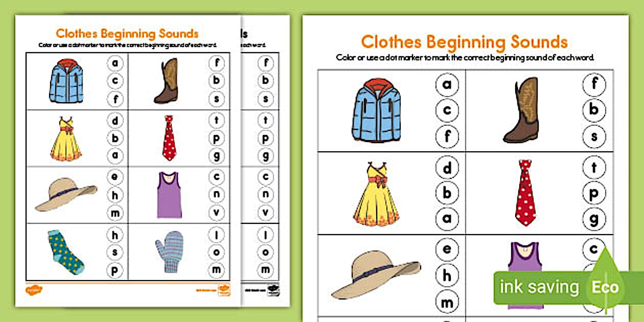 Editable Clothes Beginning Sounds Worksheet - Twinkl
