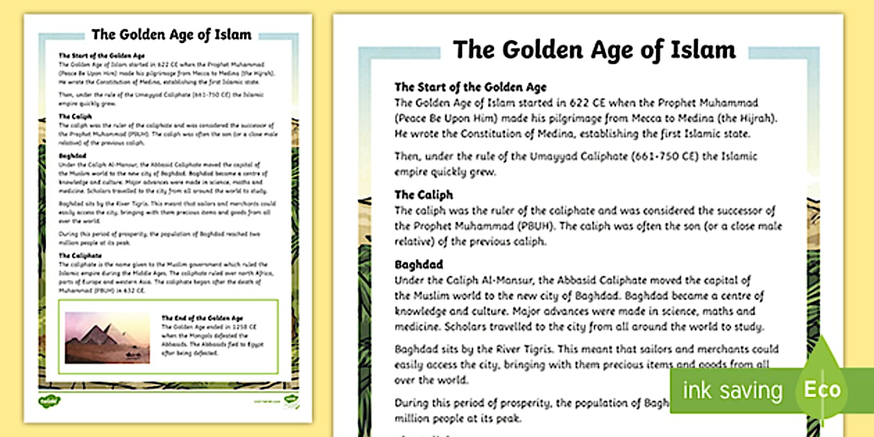 Editable The Golden Age of Islam Fact Sheet (teacher made)