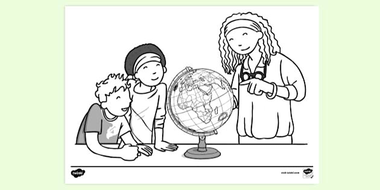 Gathered Round Globe Colouring Sheet | Colouring Sheet