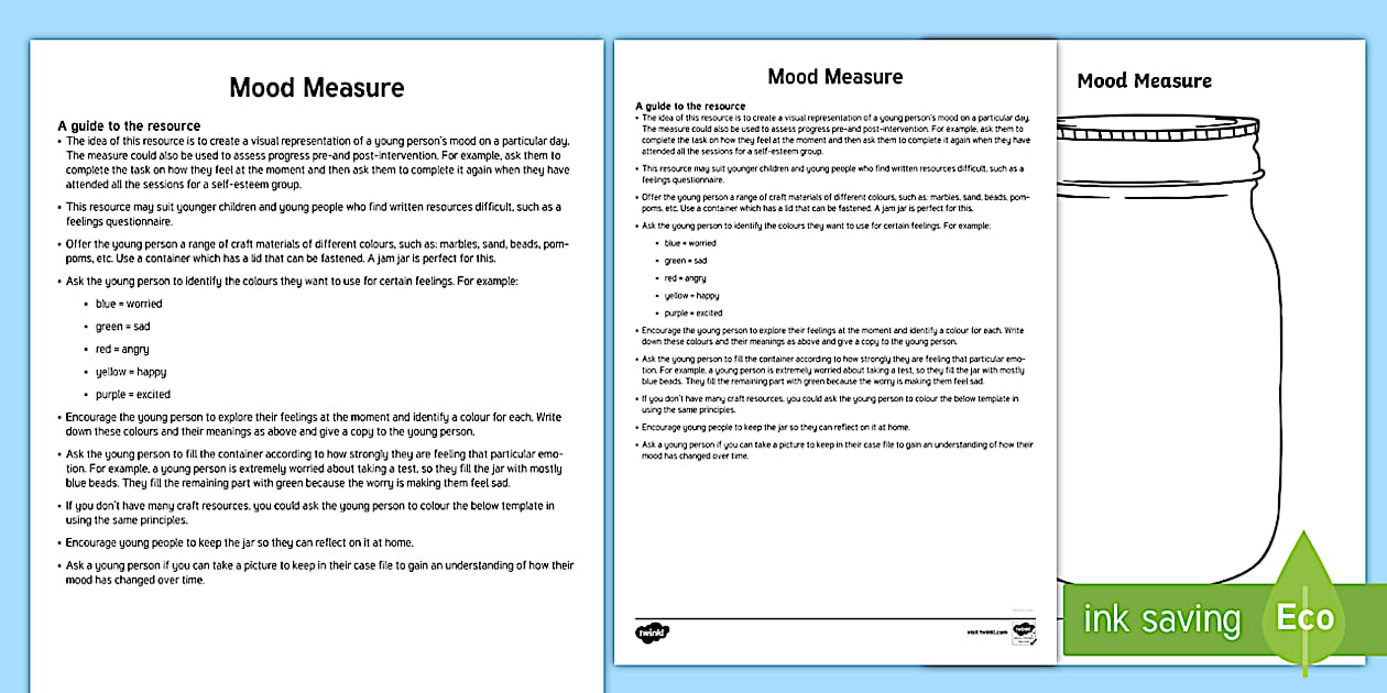 Mood Measure Worksheet / Worksheet (teacher made) - Twinkl