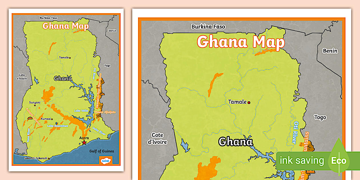 KS2 Ghana Display Map (Hecho por educadores) - Twinkl