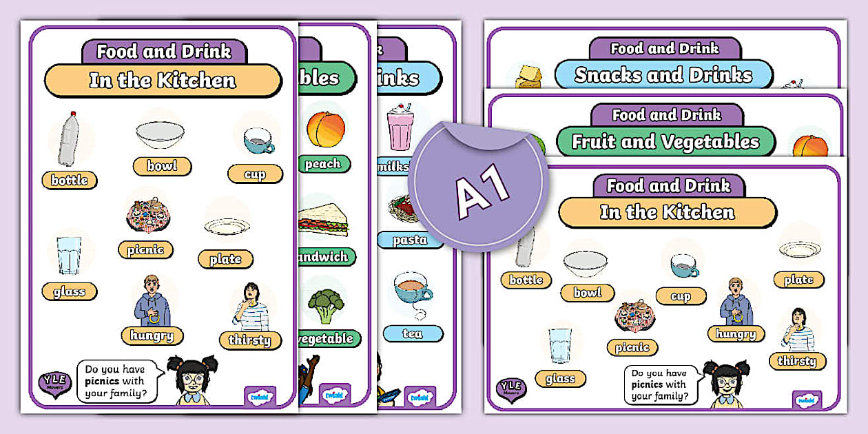 YLE Movers Vocabulary Poster (Food and Drink) - Twinkl