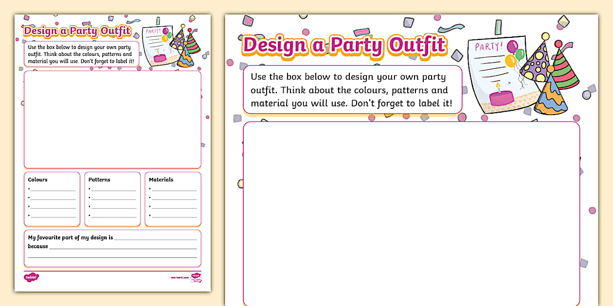 Design a Party Outfit Worksheet (teacher made) - Twinkl
