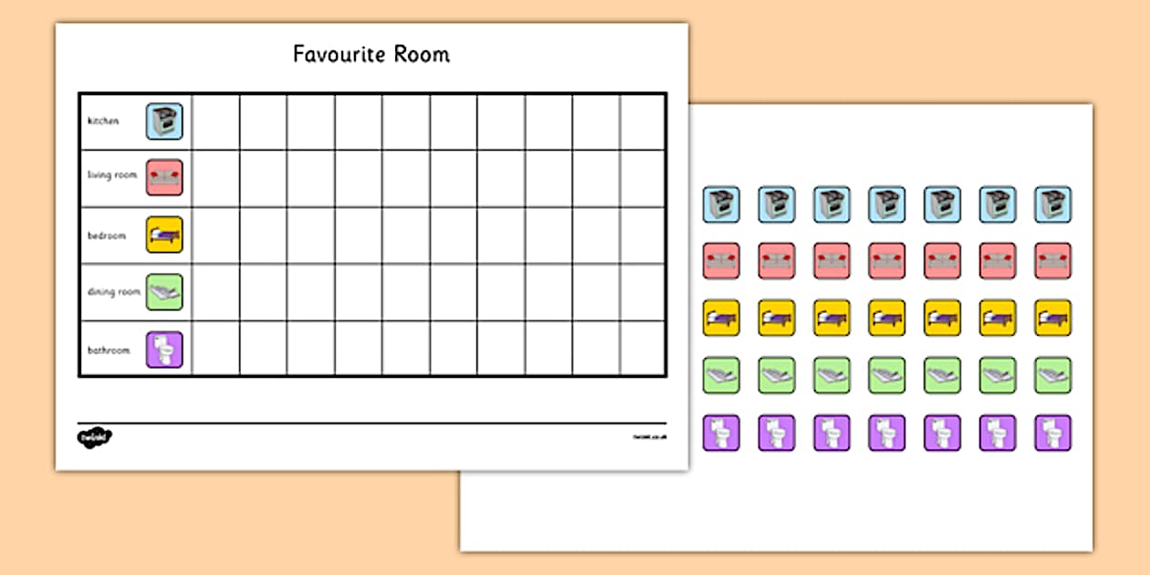 Houses and Homes Favourite Room Pictogram Survey - Twinkl