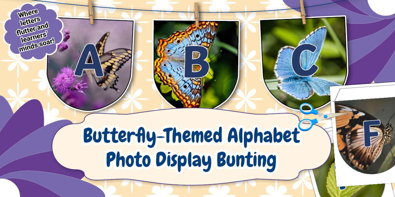 Butterfly-Themed Alphabet - Photo Display Bunting