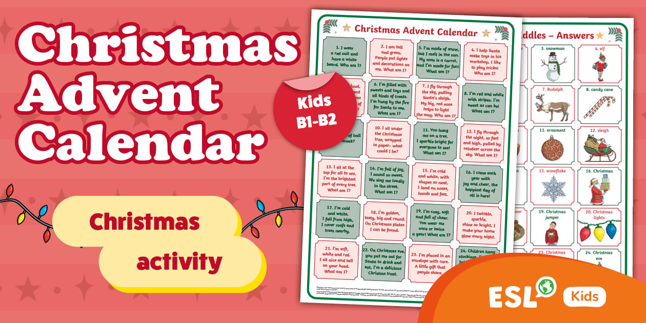 ESL Christmas Riddles Advent Calendar {Kids}