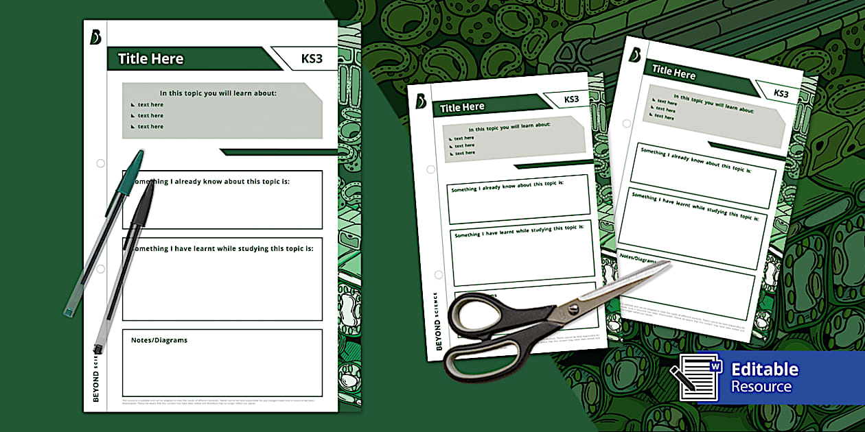 KS3 Biology Editable Topic Title Page Template - Twinkl