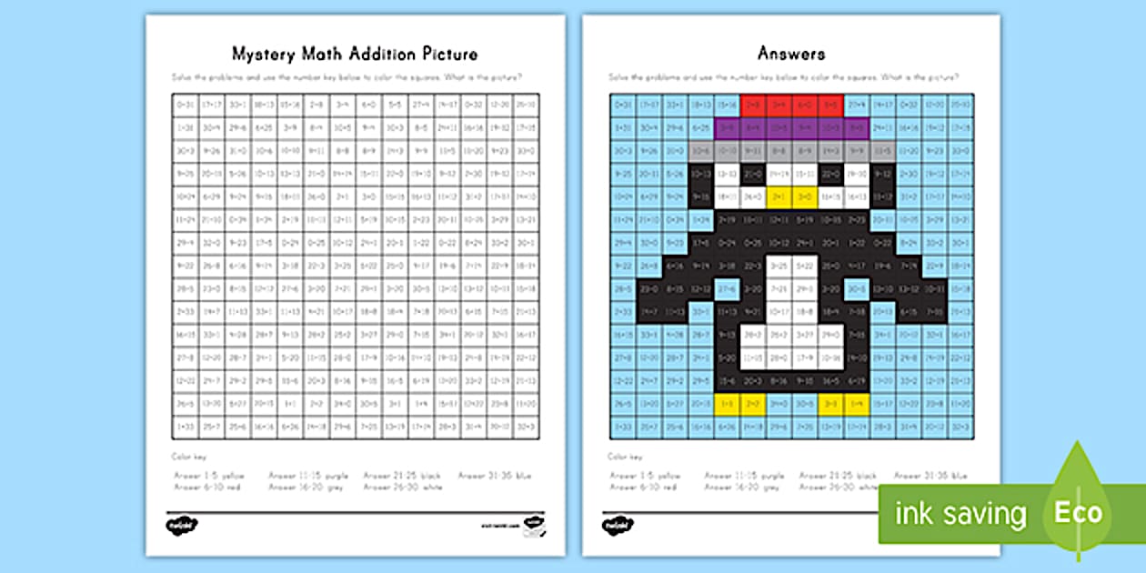 Math Mystery Picture | Penguin Addition Mosaic | Twinkl USA