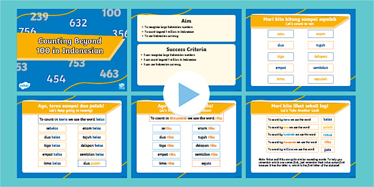 Counting Beyond 100 PowerPoint Indonesian (teacher made)