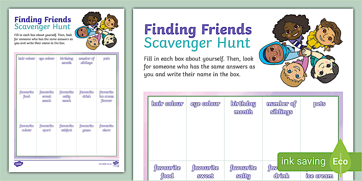 Finding Friends Scavenger Hunt (Teacher-Made) - Twinkl