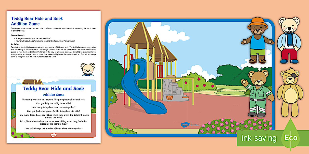 Teddy Bear Hide and Seek Addition Game Activity Pack