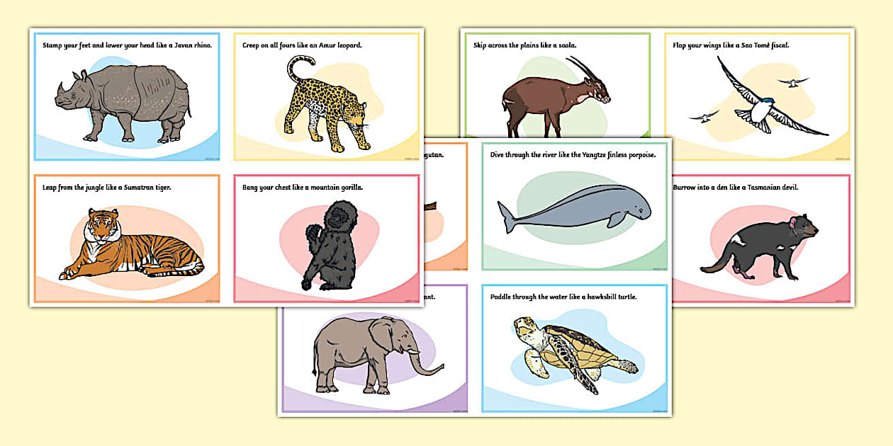 Endangered Species Brain Break Action Cards (teacher made)