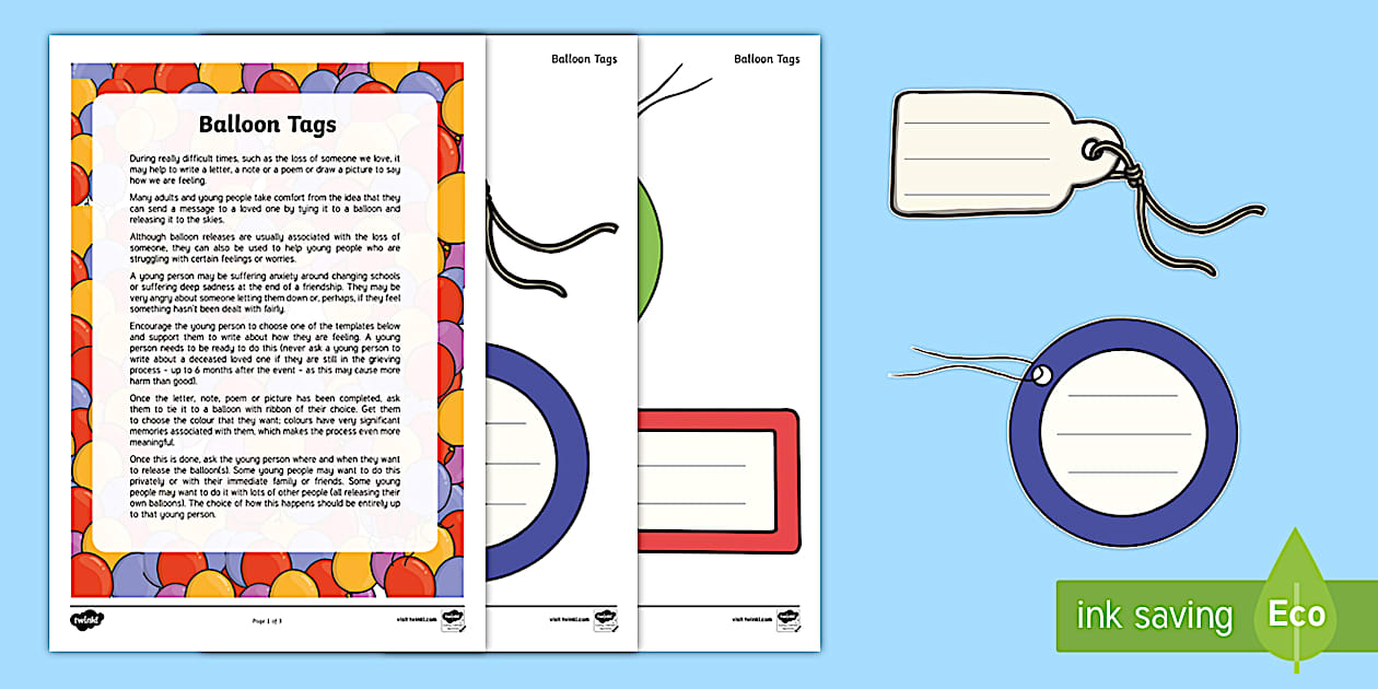 Black and White Balloon Tags Worksheet (teacher made)