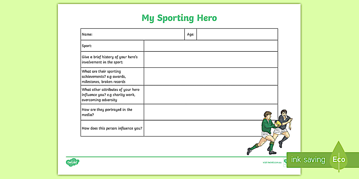 My Sporting Hero Research Worksheet (teacher made) - Twinkl