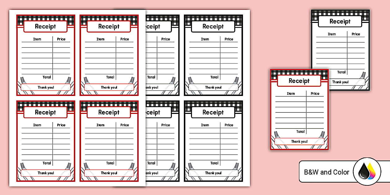 Restaurant Dramatic Play Receipt (teacher made) - Twinkl