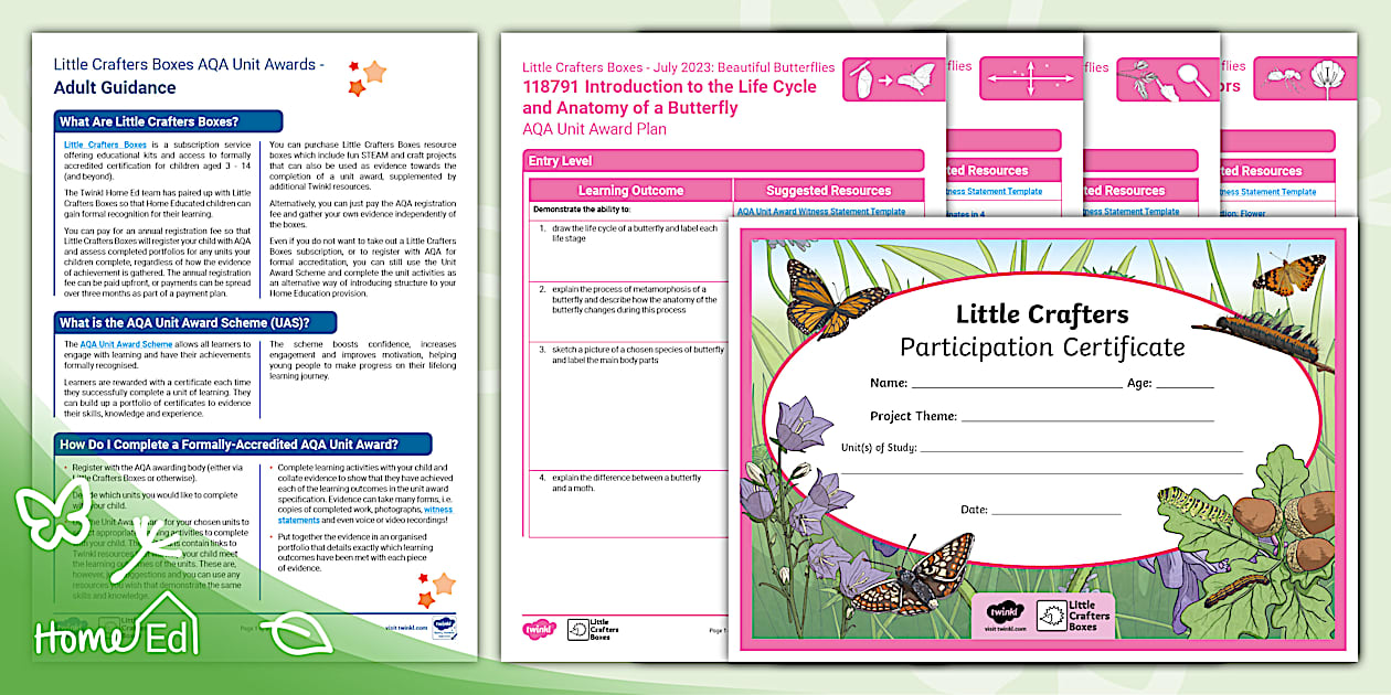 AQA Unit Award Plan Beautiful Butterflies July 2023 - Twinkl