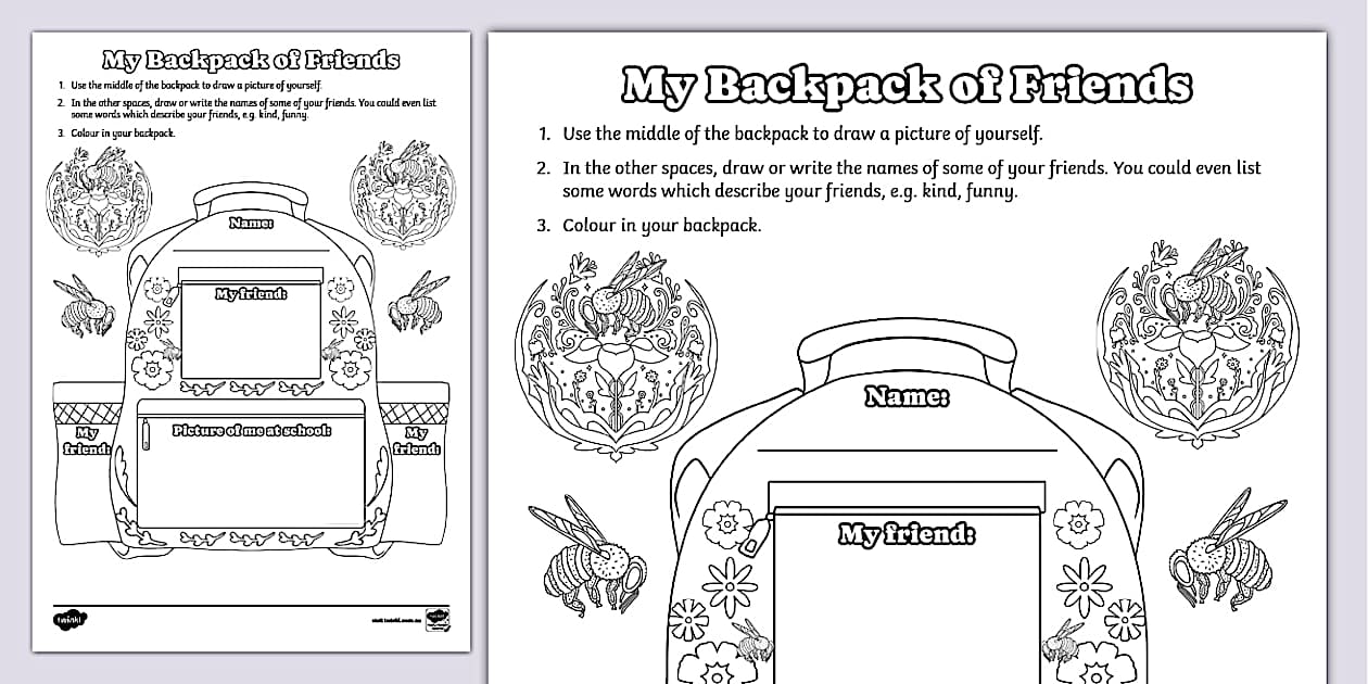 Bee-Themed Backpack of Friends (teacher made) - Twinkl