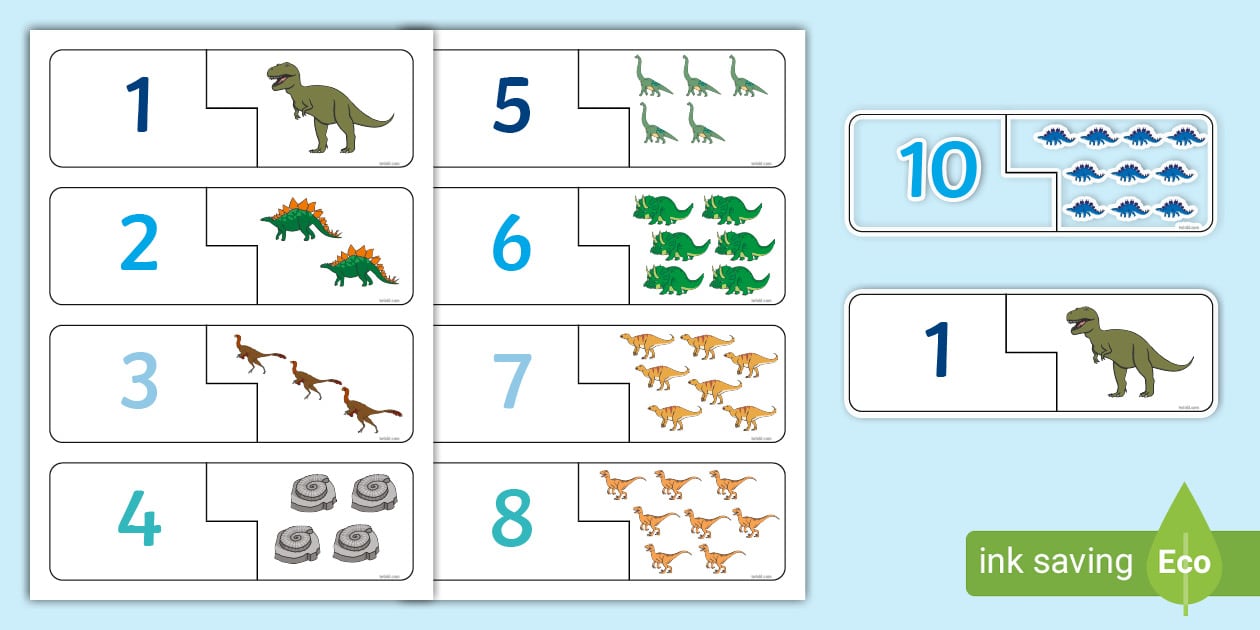 Dinosaur Themed Counting and Matching Puzzle