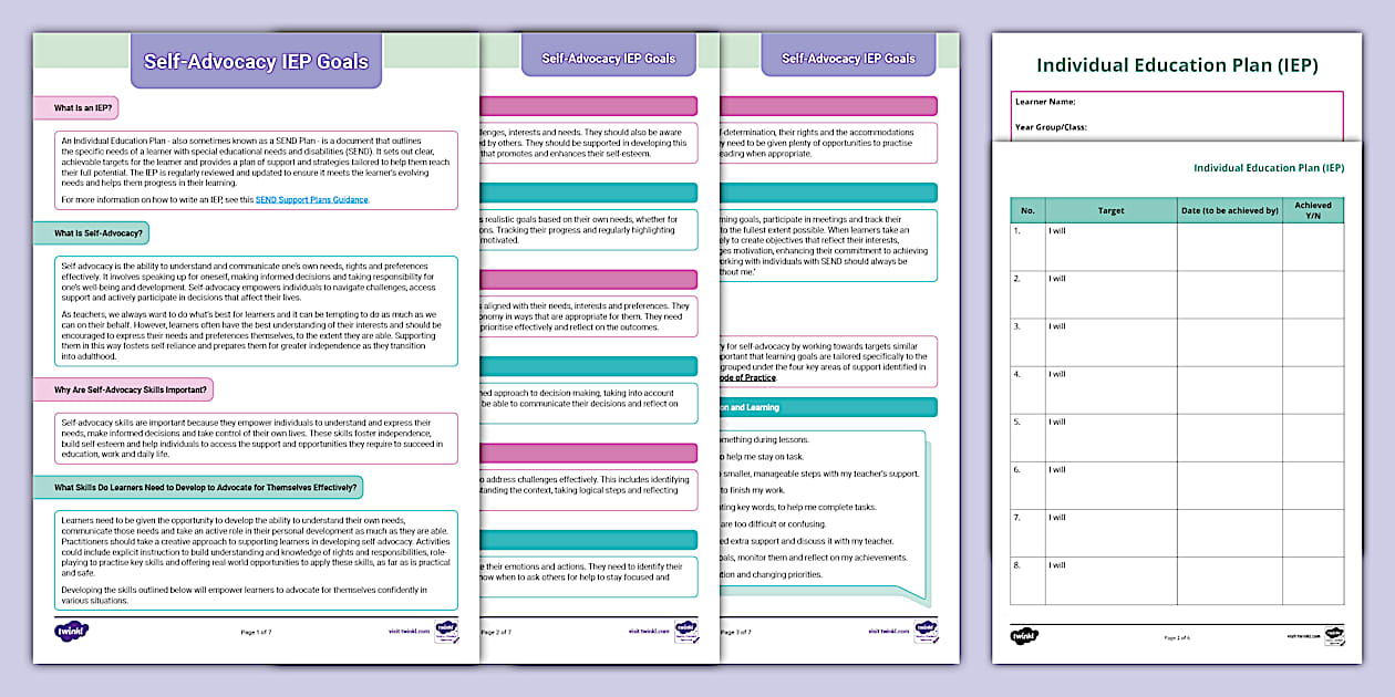 IEP Goals for Self-Advocacy | SEND Learning Goals | Twinkl
