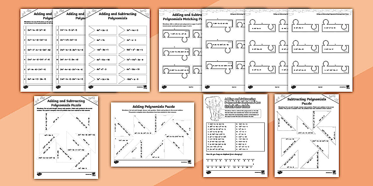 Adding and Subtracting Polynomials Worksheet | Twinkl USA