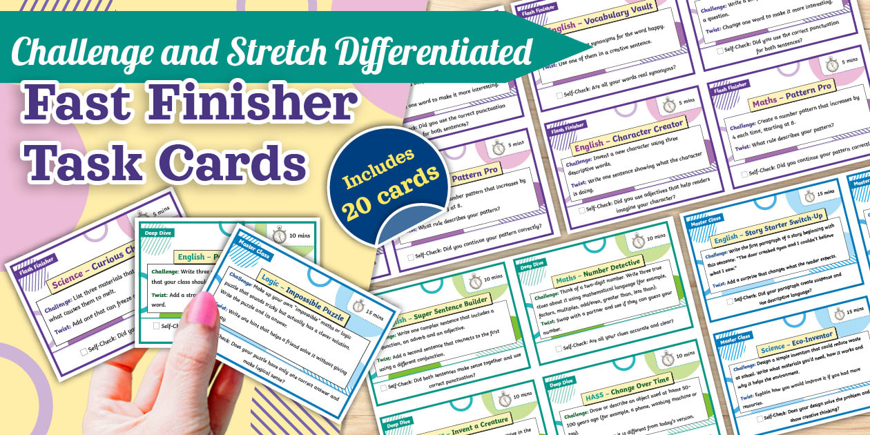 Challenge and Stretch Differentiated Fast Finisher Task Cards