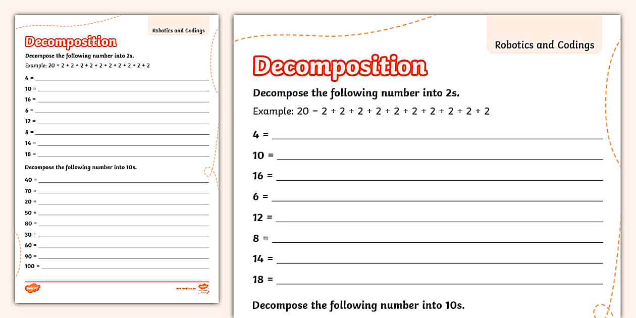 Grade 2 Robotics And Coding Decomposition 2s And 10s
