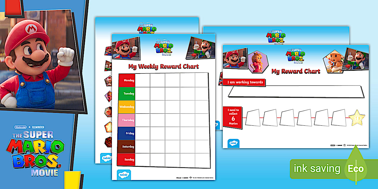 FREE! - Printable Super Mario Reward Chart | Super Mario Bros.