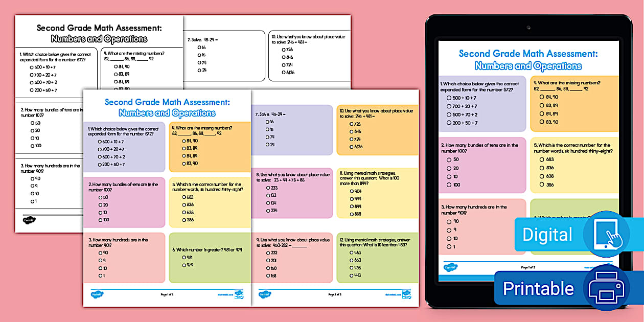 2nd Grade Number and Operations Assessment | Twinkl USA