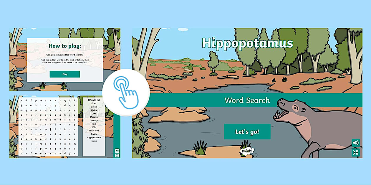 Interactive Hippopotamus Word Search | Twinkl | Spelling